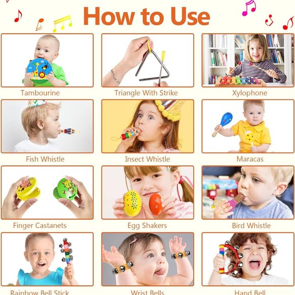Toys | Kids Musical Instruments Set 2 Pcs Wooden Shakers Percussion ...
